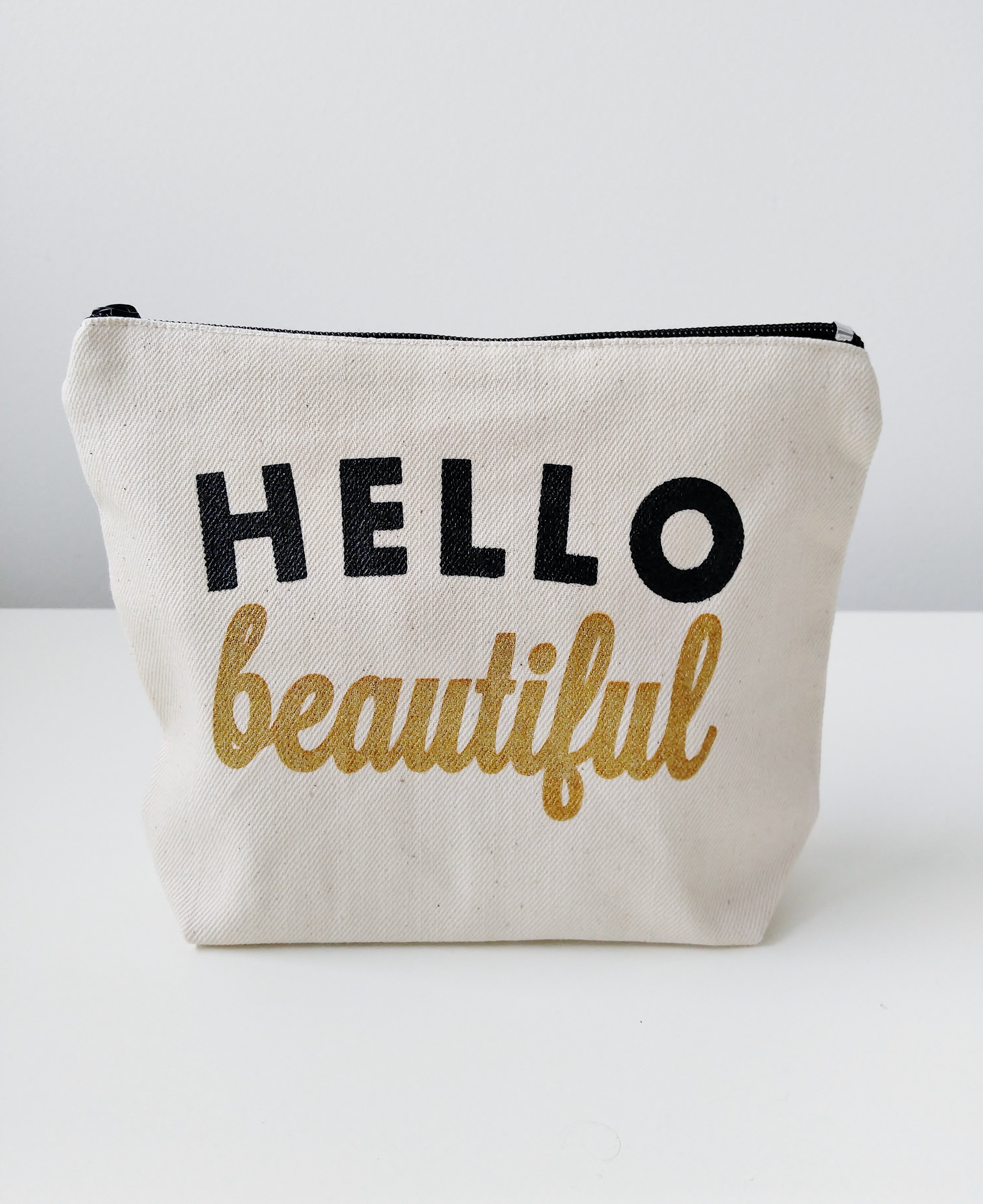 Hello Beautiful Canvas Makeup Bag Makeup Pouch Bridesmaid Gift Cosmeti ...