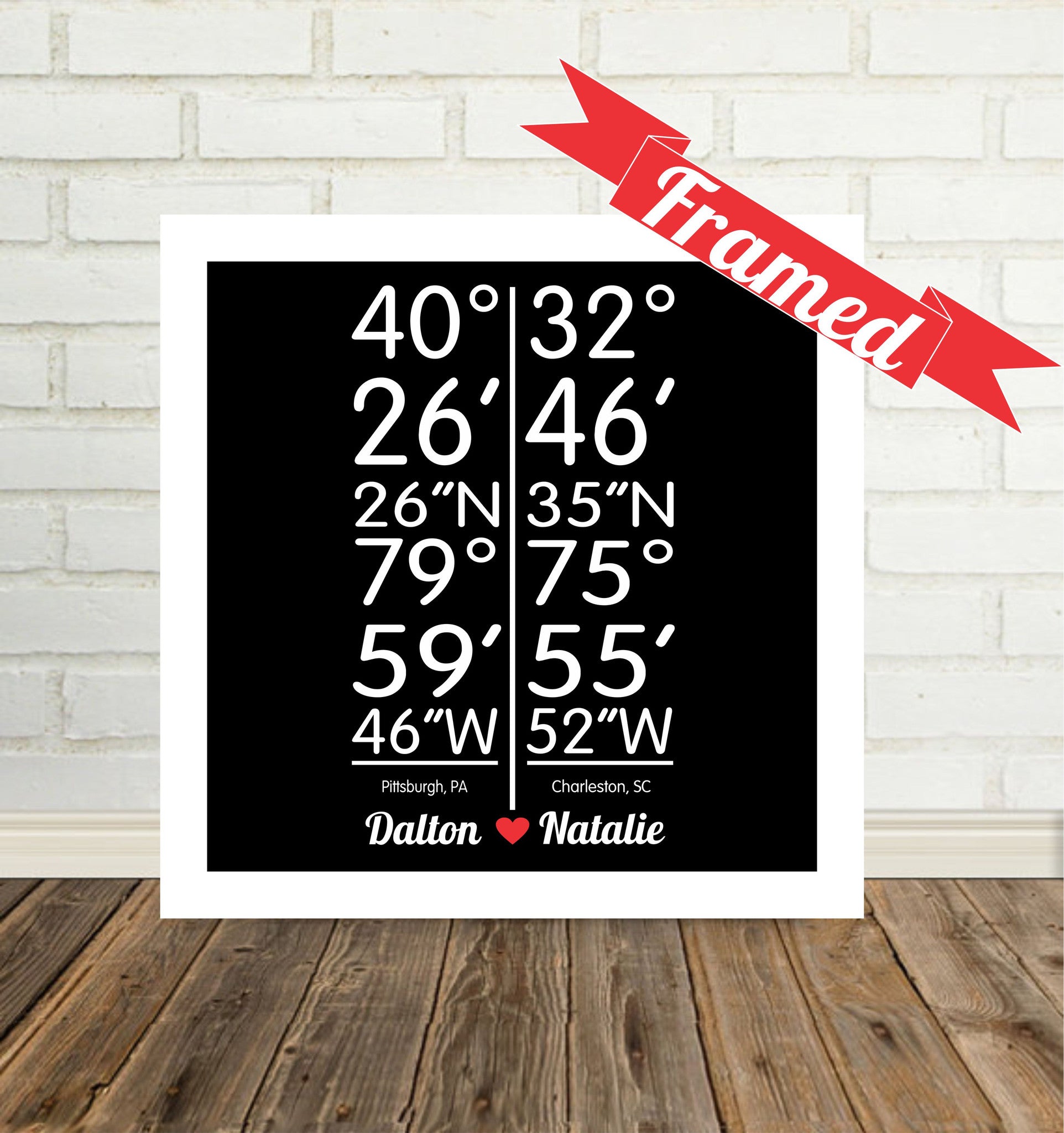 Personalized Coordinates Latitude Longitude Long Distance Relationship ...