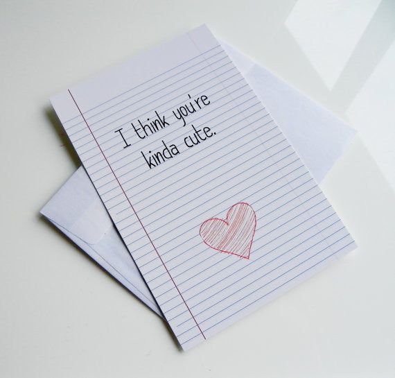 Geekery Valentine Card I Think You're Kinda Cute Valentine Card Valent ...